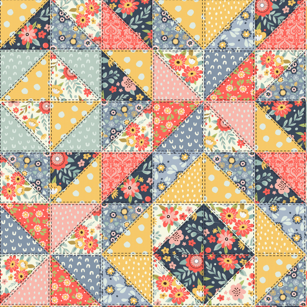 Tecido Tricoline Estampado Patchwork Floral | Avimor Tecidos