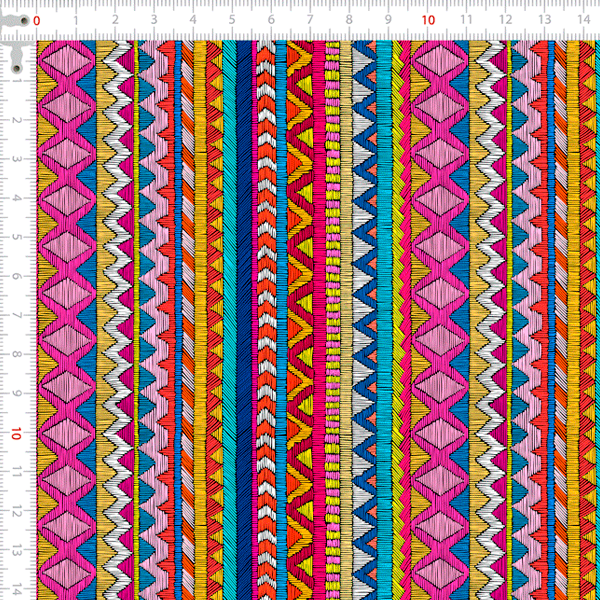 Sarja Impermeável Estampada Listra Étnicas | Avimor Tecidos