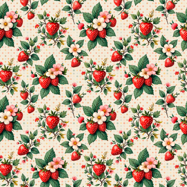 Tecido Tricoline Estampado Morangos e Flores com Poá Vintage | Avimor ...